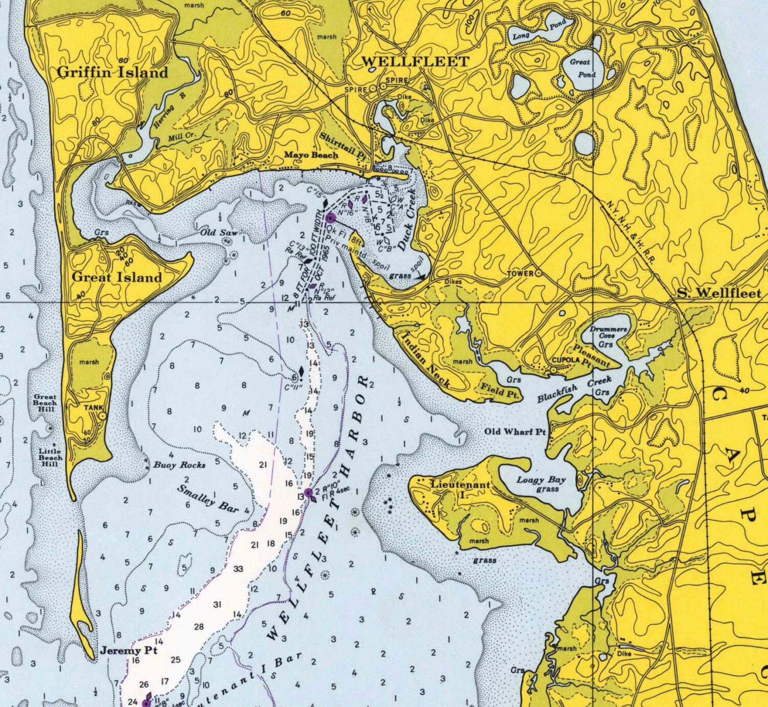 Wellfleet Harbor MA 1968 Nautical Map Reprint 20000 - Etsy