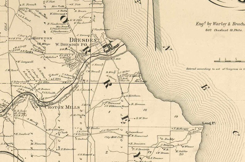 Yates County New York 1865 Old Wall Map Reprint With | Etsy