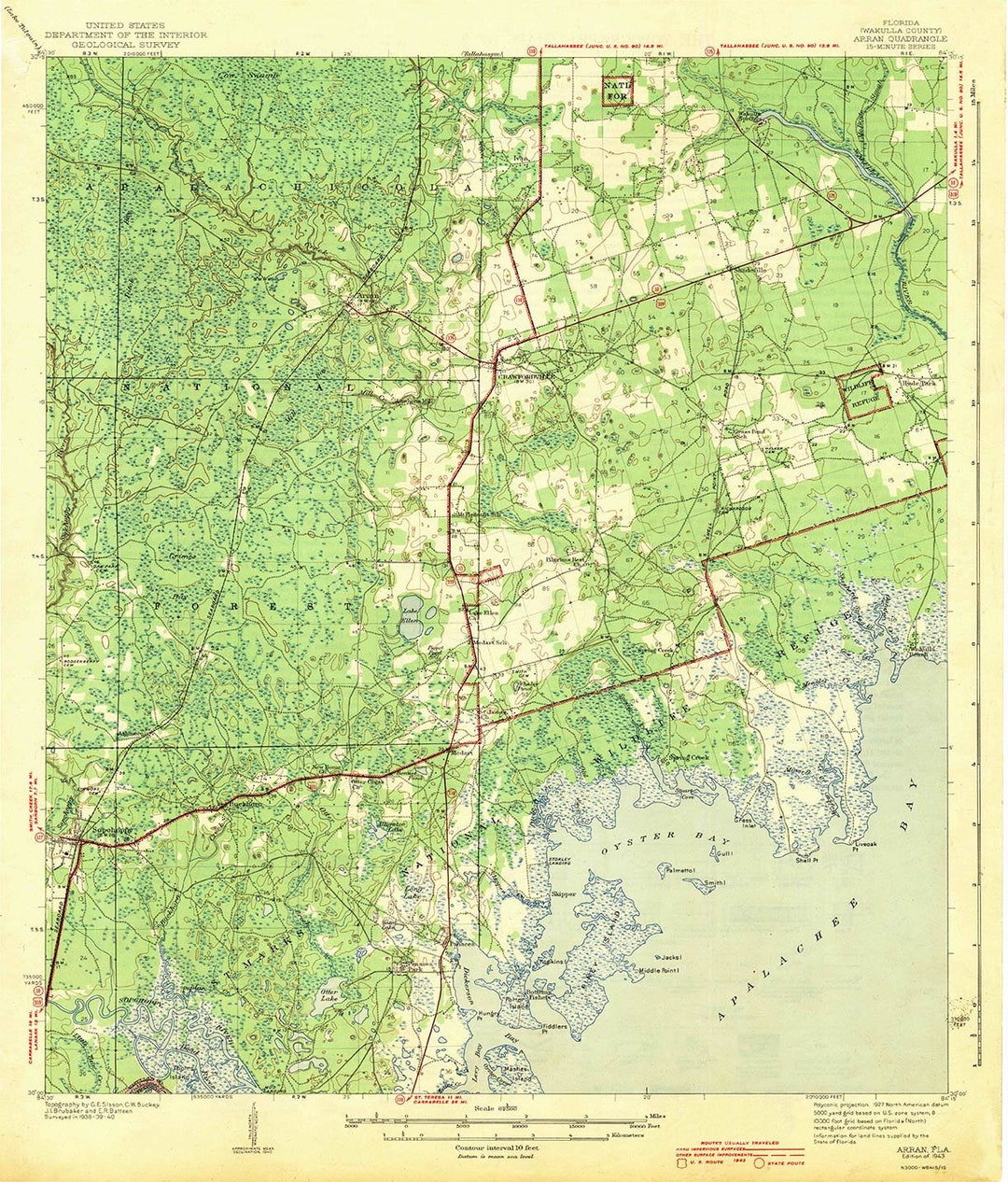 Arran 1943 Old Topo Map Appalachicola National Forest St Marks Wildlife ... Arran 1943 Old Topo Map Appalachicola National Forest St Marks Wildlife ...