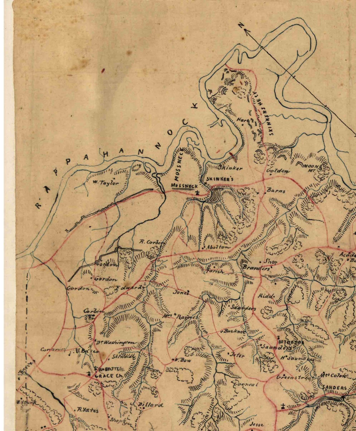Caroline County Virginia 1860x COLOR Old Wall Map With - Etsy