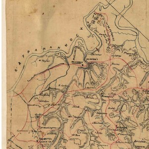 Caroline County Virginia 1860x COLOR Old Wall Map With Homeowner Names ...