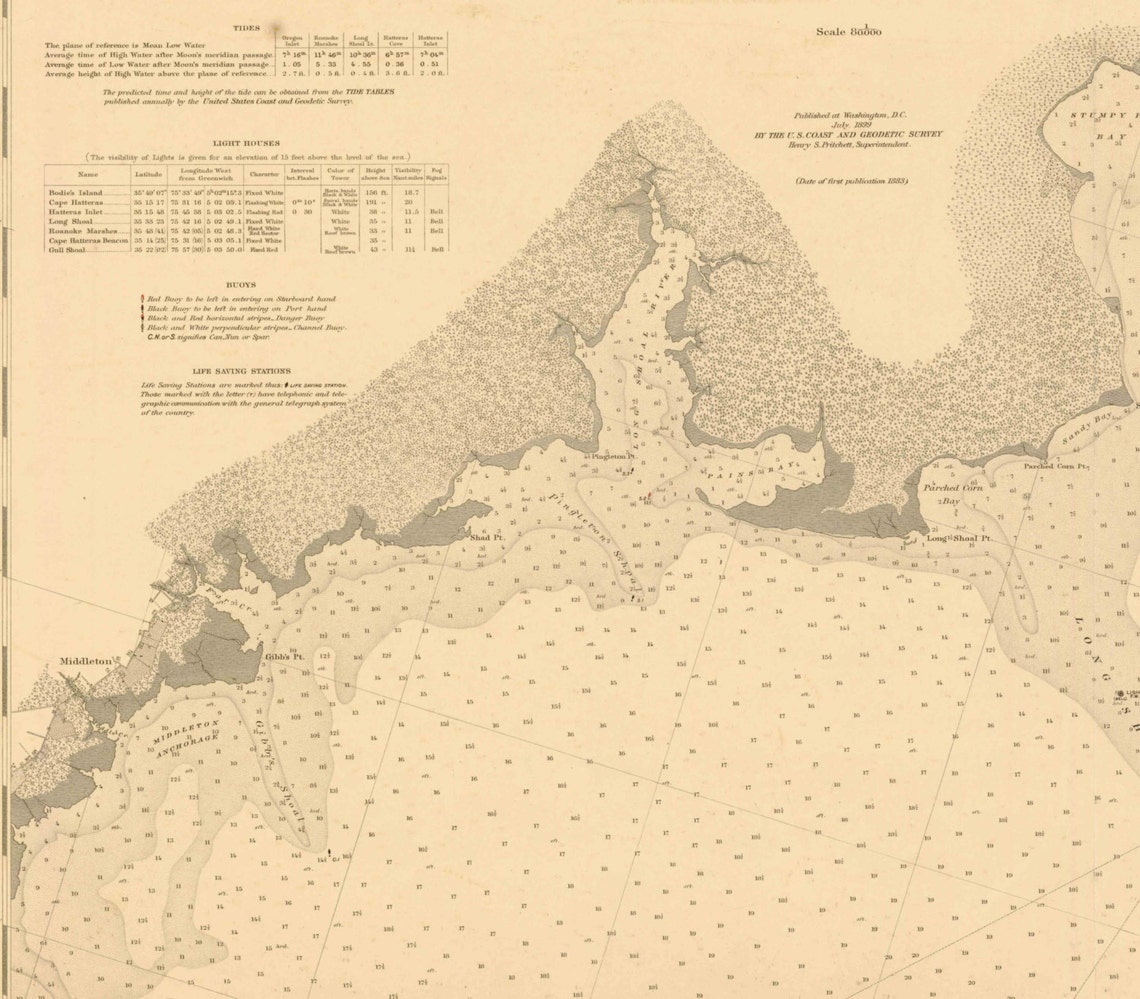 Pamlico Sound 1899 Eastern Sheet - Outer Banks North Carolina ...