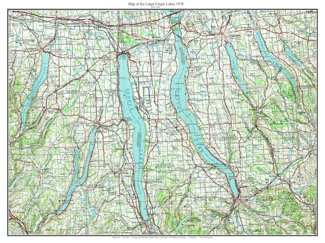 Large Finger Lakes - 1978 USGS Old Topographical Map Custom Reprint New ...