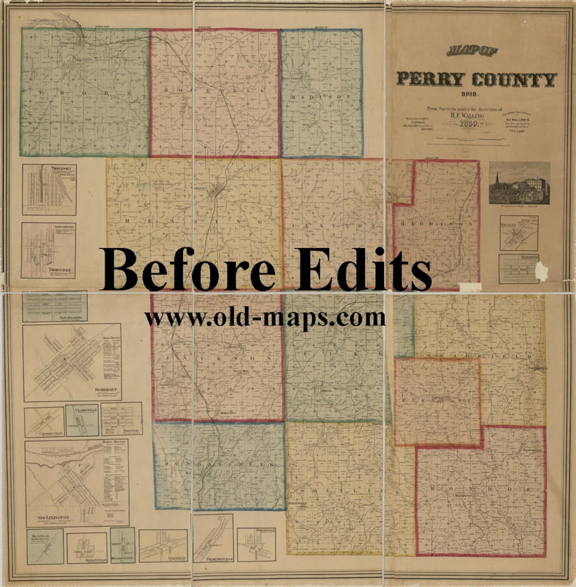 Perry County Ohio 1859 Old Wall Map Reprint With Homeowner - Etsy
