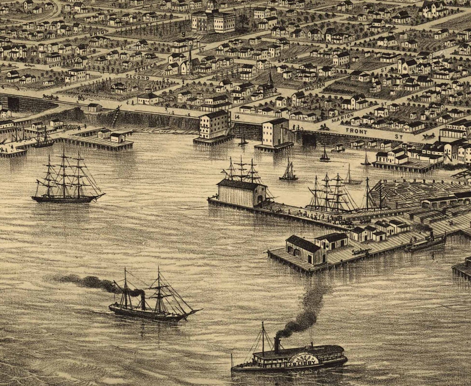 Seattle Washington Territory - 1878 E.S. Glover - Birds Eye View ...