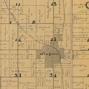 Mahaska County Iowa 1895 Old Wall Map With Landowner Names Farm Lines ...