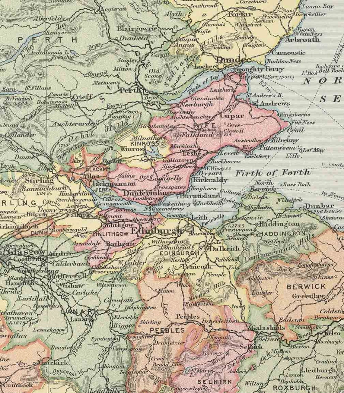 Scotland 1891 Old Map - Appleton - Edinburgh & Glasgow - Reprint - Etsy