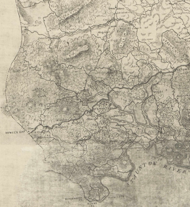 Bedford County Virginia 1864 Old Wall Map With Homeowners - Etsy