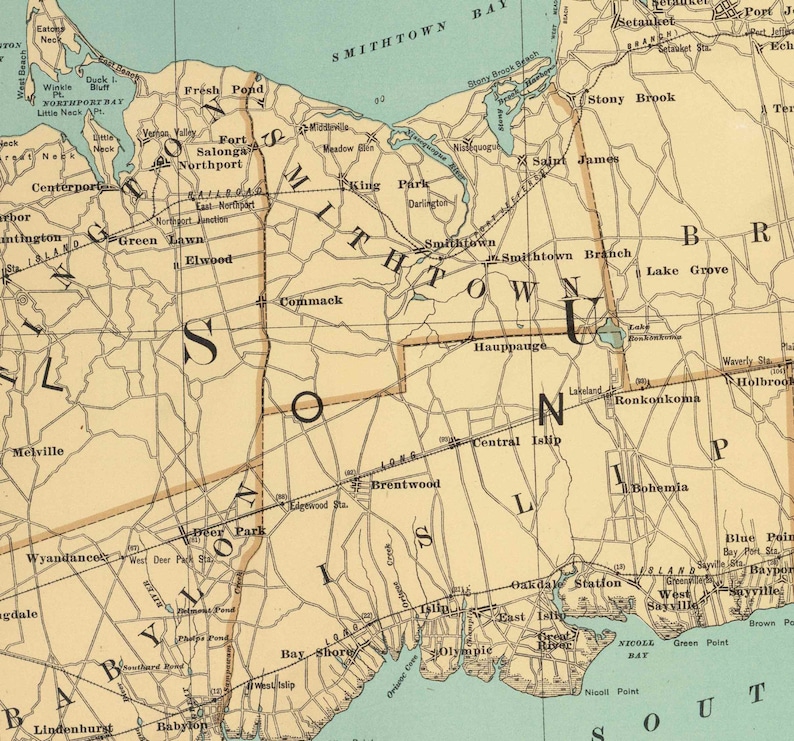 Suffolk County - Long Island - 1895 Map New York Reprint Bien State ...
