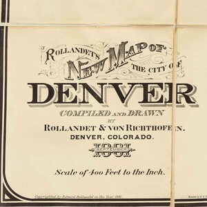Denver Colorado 1881 Old Map Reprint Landowner Names Genealogy - Etsy
