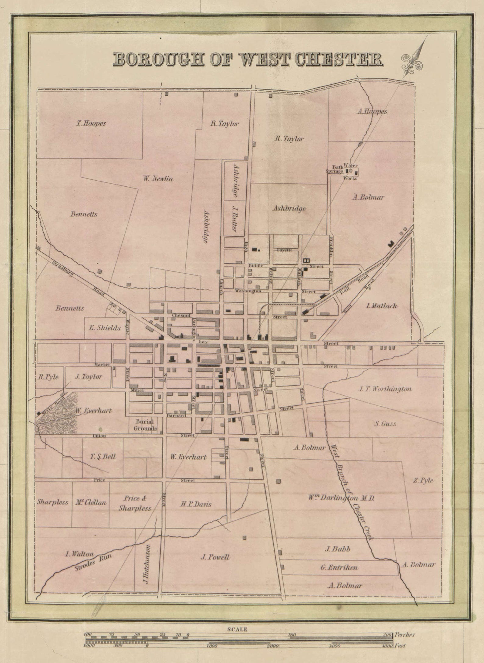 Chester County Pennsylvania 1847 - Old Wall Map With Homeowner Names ...
