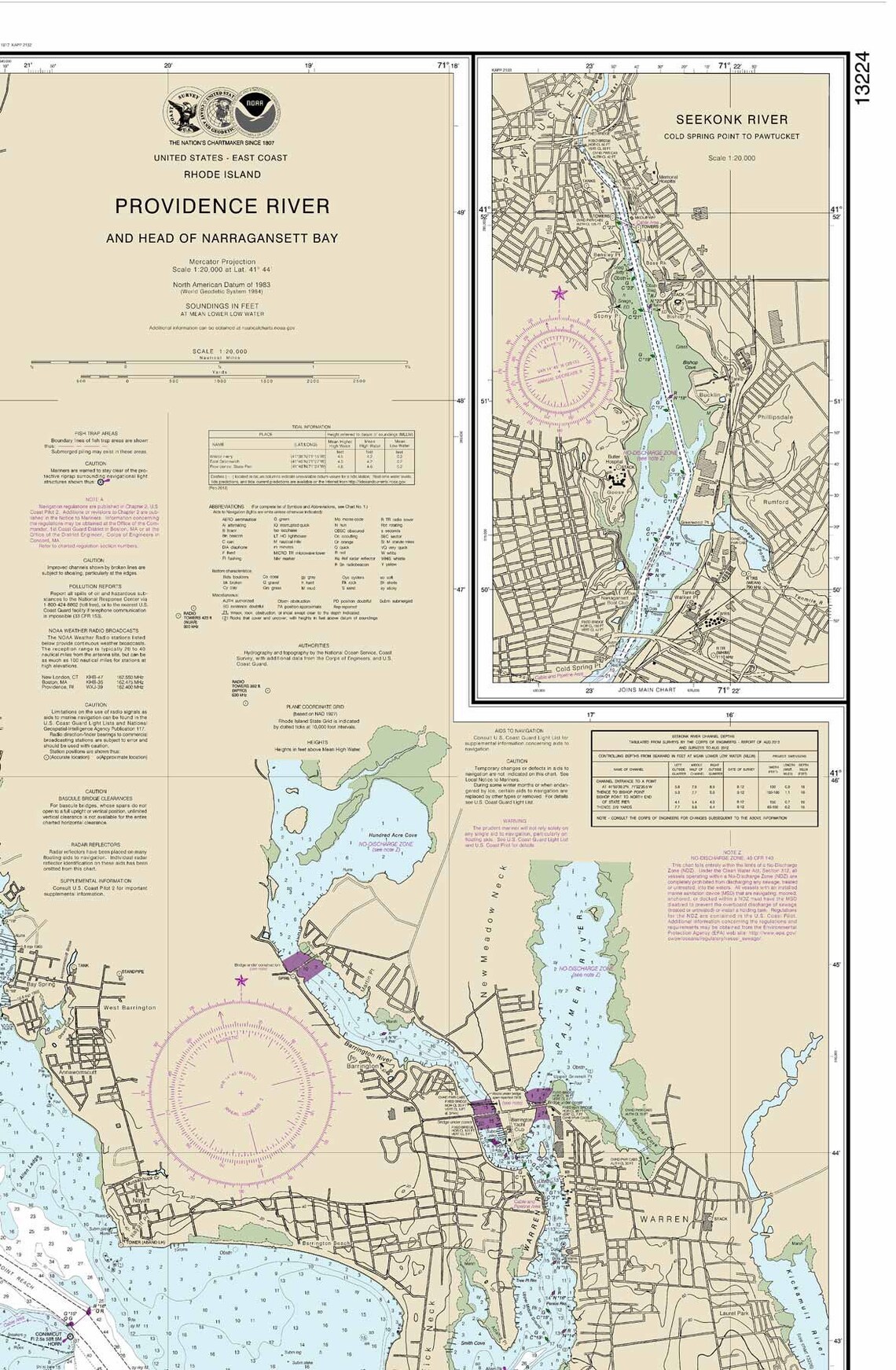 Providence River RI 2013 Nautical Map by the USCGS Reprint | Etsy