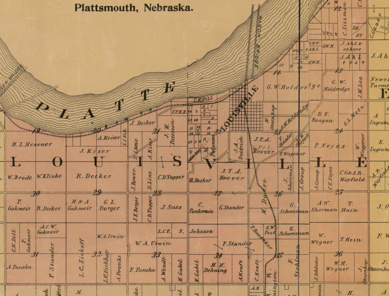 Cass County Nebraska 1894 Old Wall Map Reprint With - Etsy