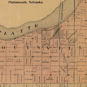 Cass County Nebraska 1894 - Old Wall Map Reprint With Landowner Names ...