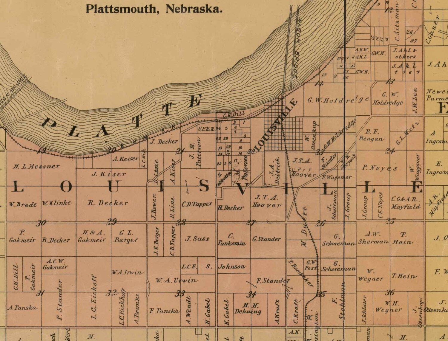 Cass County Nebraska 1894 Old Wall Map Reprint With | Etsy