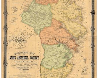 Howard County Maryland 1860 Old Wall Map Reprint With | Etsy