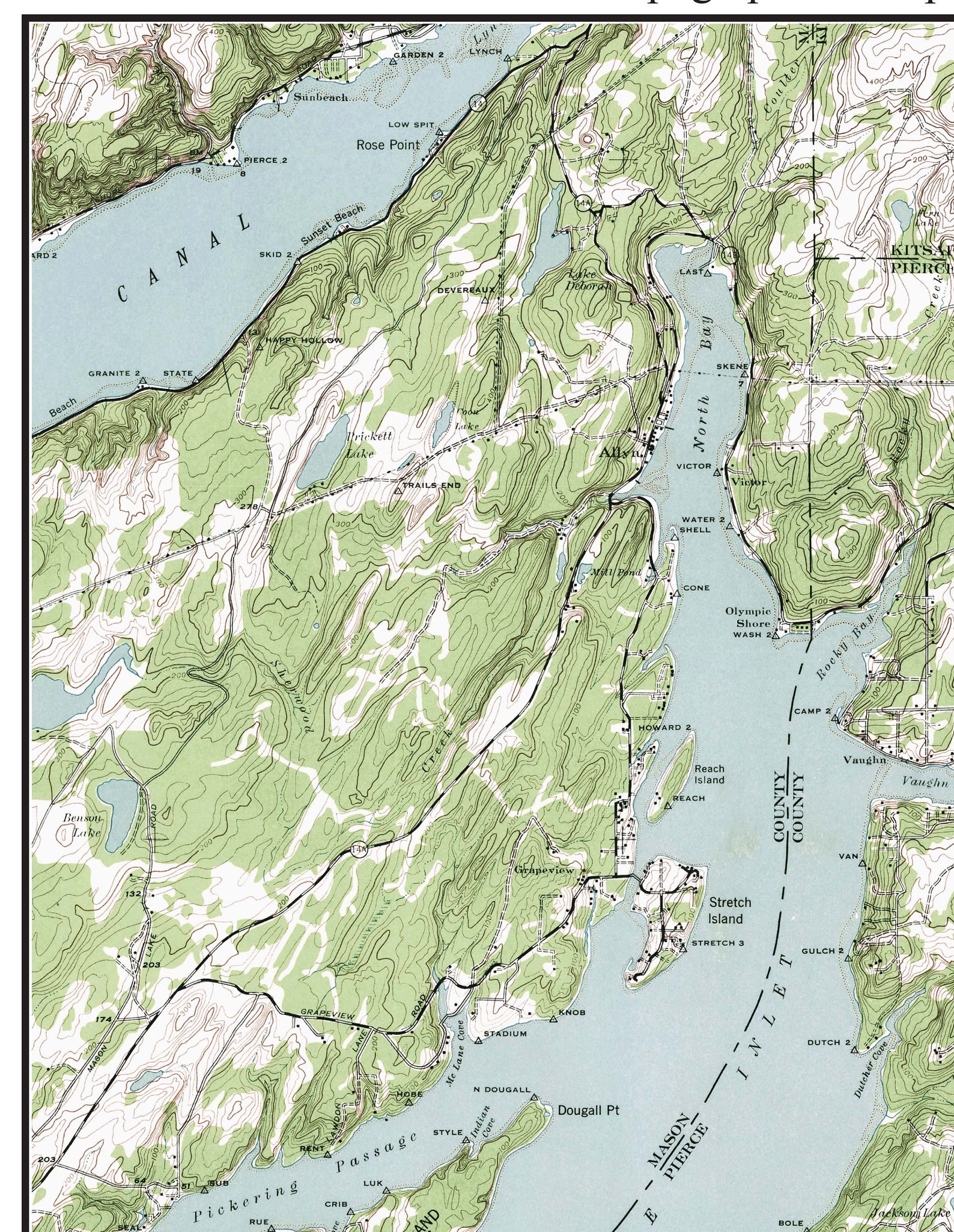 Key Peninsula - Ca. 1940 - USGS Old Topographic Map Custom Composite ...