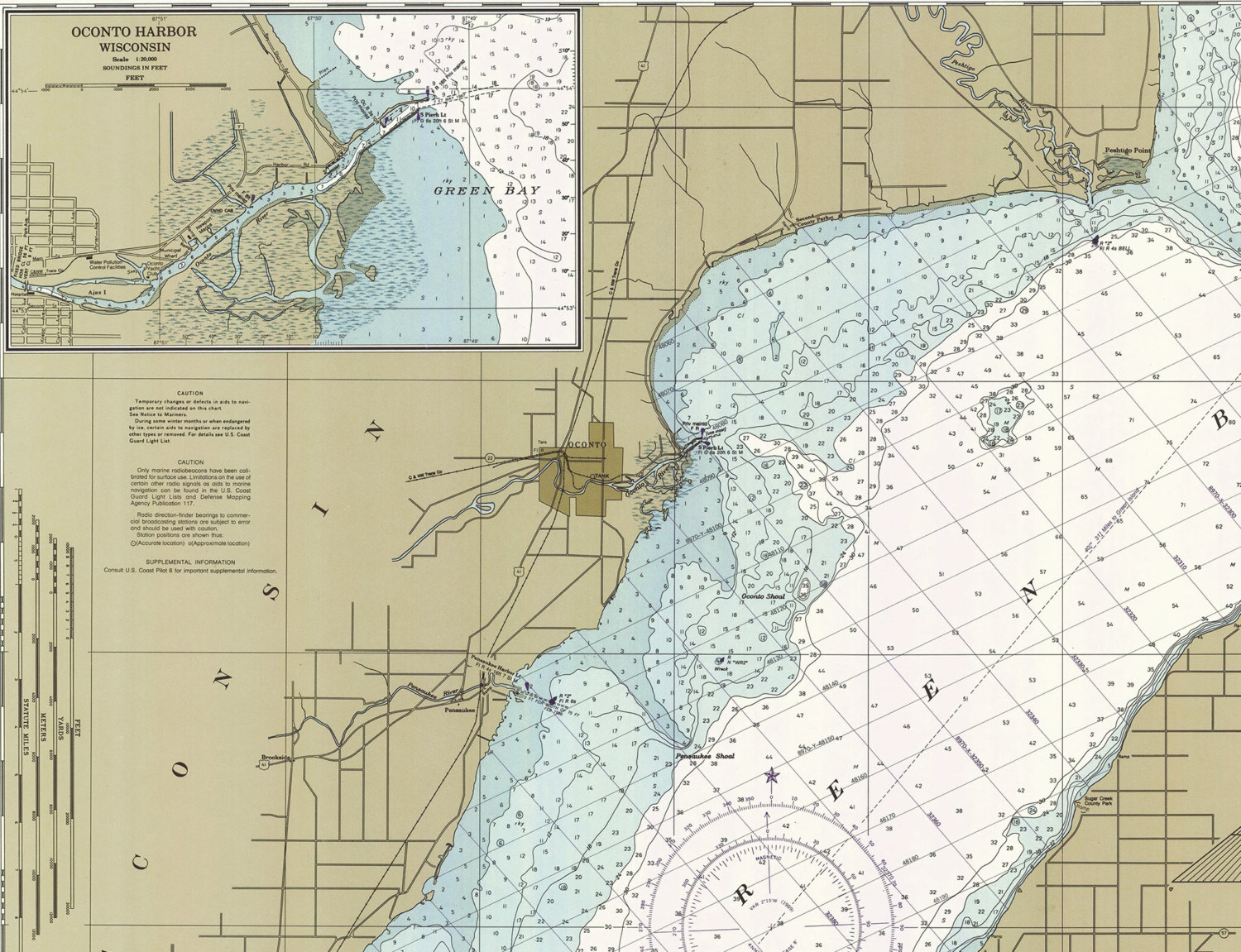 Lower Green Bay 1989 Lake Michigan Algoma & Oconto | Etsy