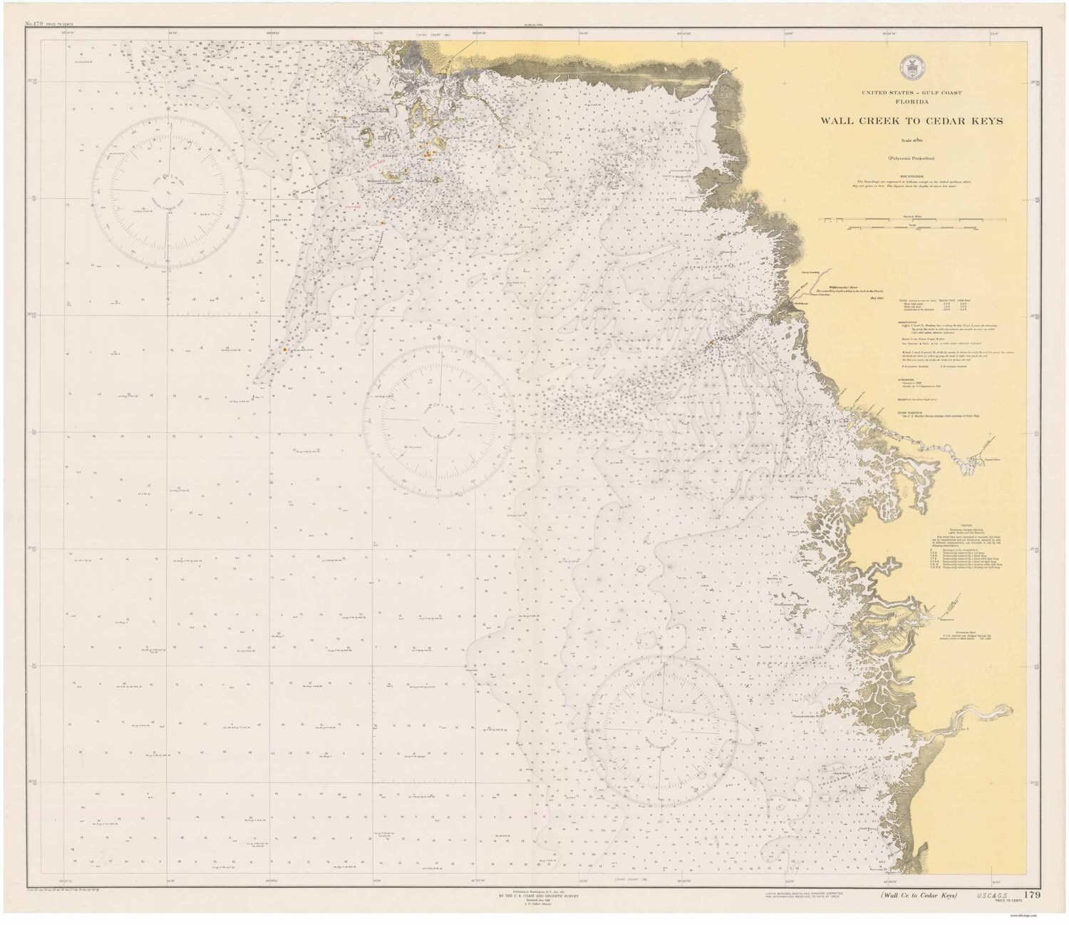 Wall Creek to Cedar Keys 1940 Nautical Map Reprint Florida - Etsy