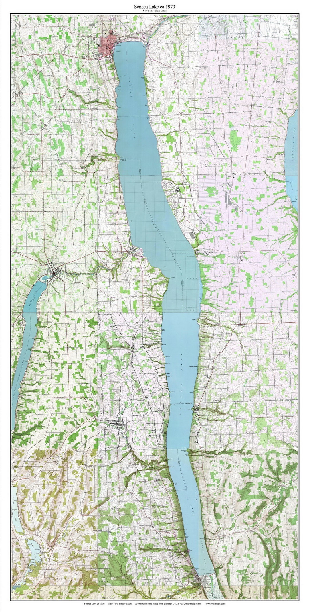 Seneca Lake - 1979 USGS Old Topographical Map Custom Composite Reprint ...