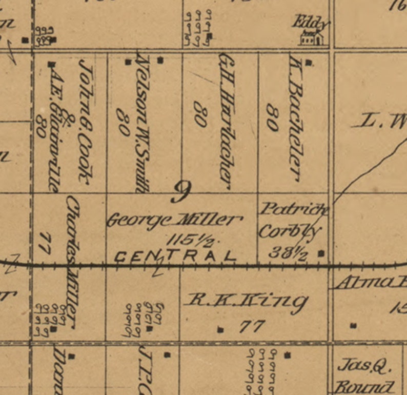 Black Hawk County Iowa 1887 - Old Wall Map Reprint With Landowner Names ...