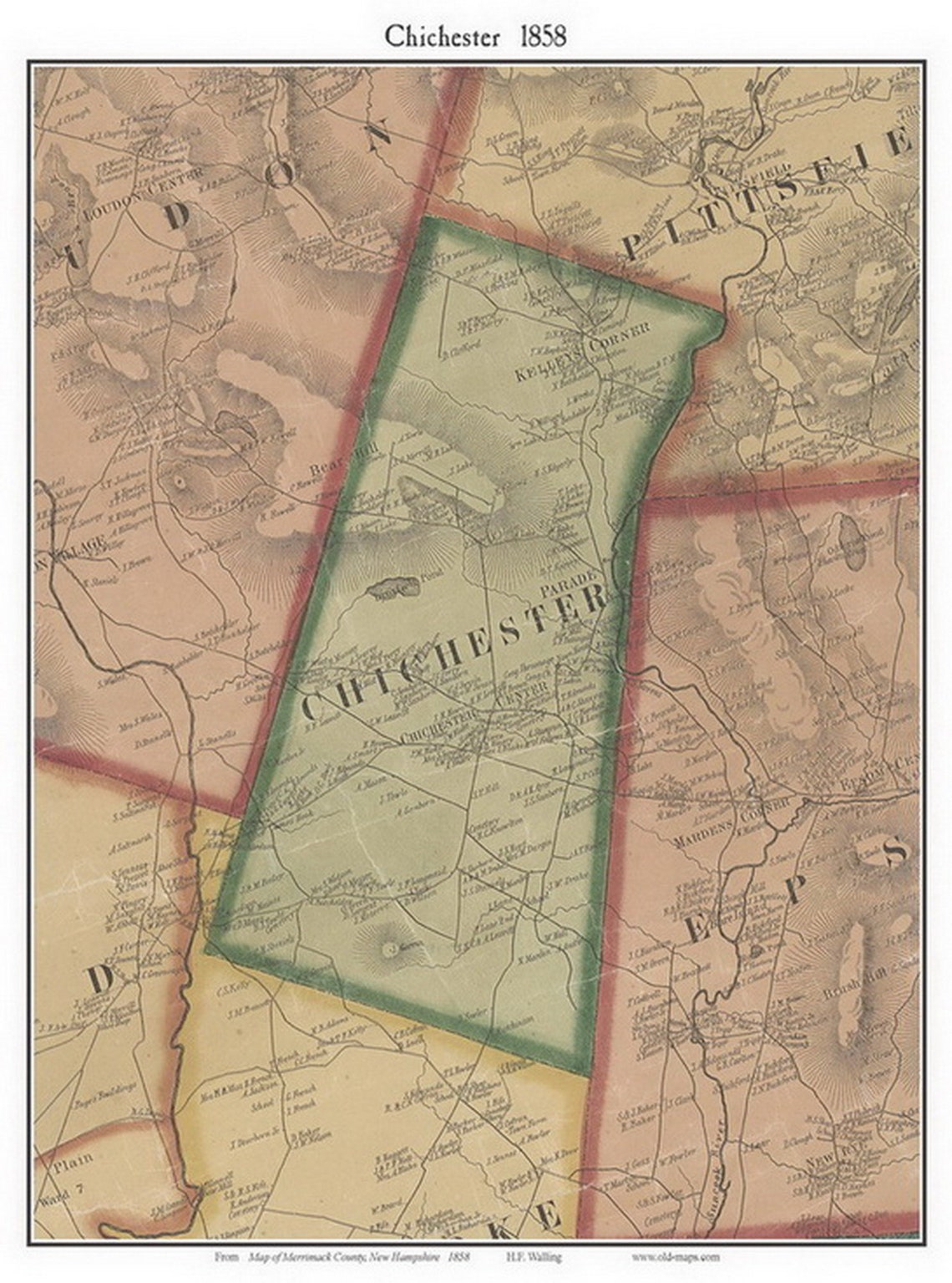 Chichester 1858 Old Town Map With Homeowner Names New - Etsy