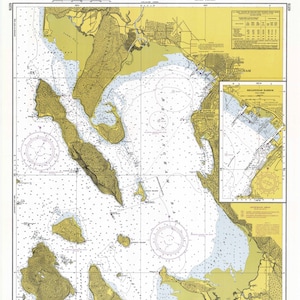 Bellingham Bay 1967 Nautical Map, Washington Reprint PC Harbors Puget ...