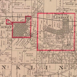 Linn County Iowa 1881 Old Wall Map With Landowner Names Farm Lines ...