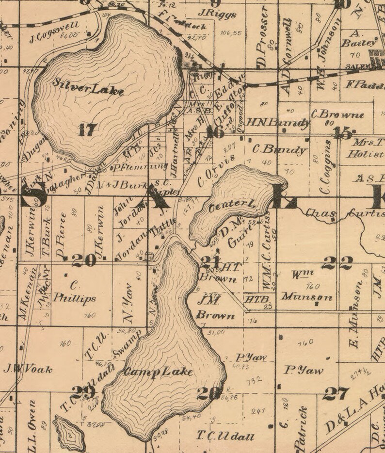Racine & Kenosha Counties Wisconsin 1873 Old Wall Map - Etsy