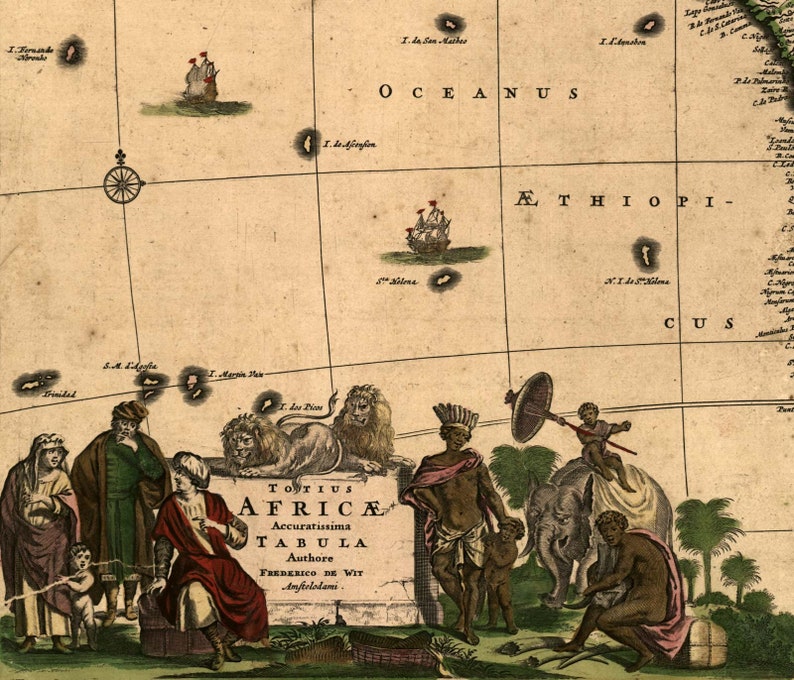 Africa Ca. 1688 Old Map Wit Latin Ships Reprint - Etsy