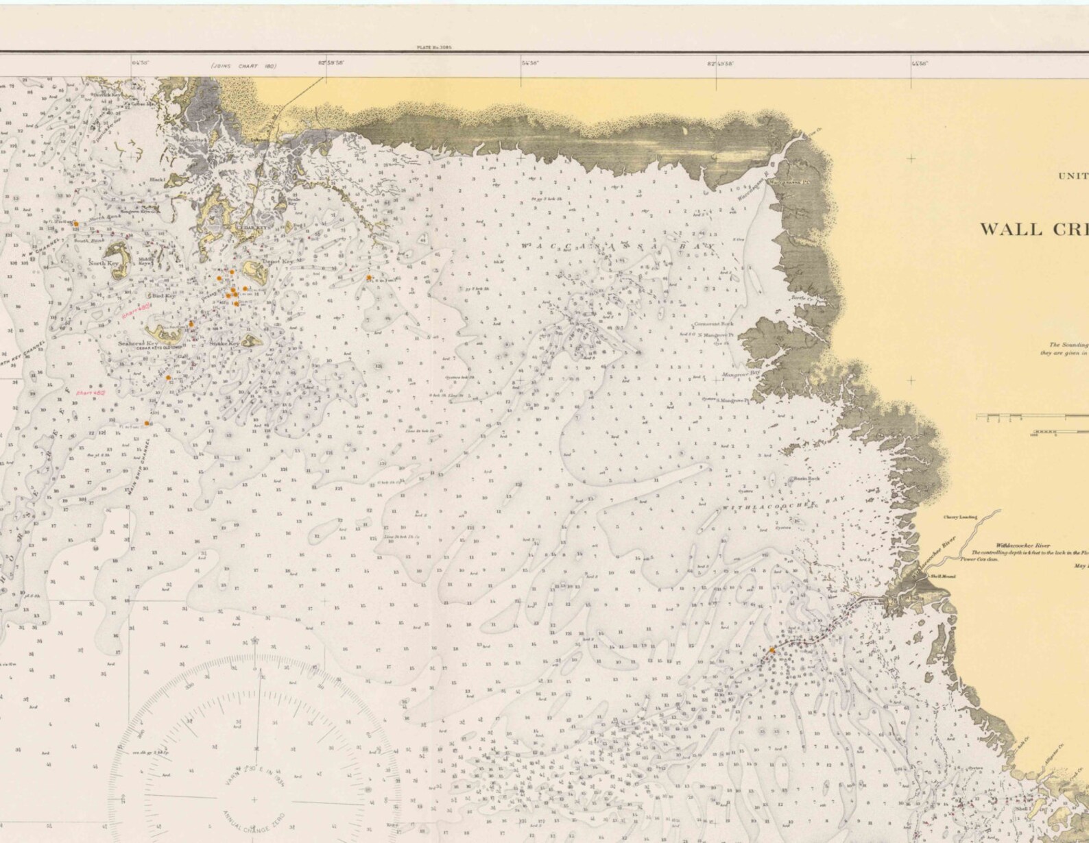 Wall Creek to Cedar Keys 1940 Nautical Map Reprint Florida - Etsy