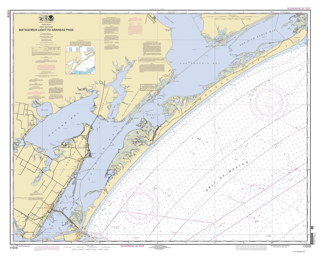 Matagorda to Aransas Pass 2010 Nautical Old Map Reprint - Austwell ...