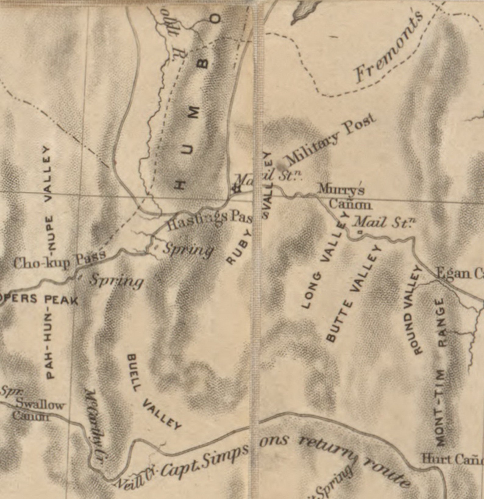 Utah Territory Military 1860 Old Map California Nevada Colorado New ...