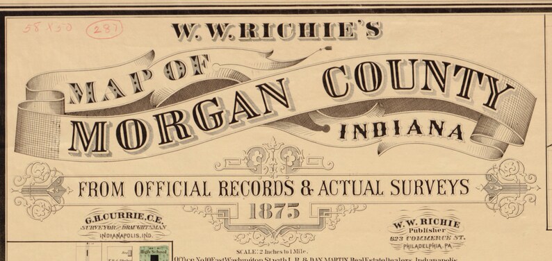 Morgan County Indiana 1875 Old Wall Map Reprint With - Etsy