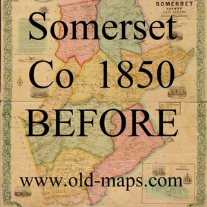 Somerset County NJ 1850 Old Wall Map - Reprint With Homeowner Names New ...