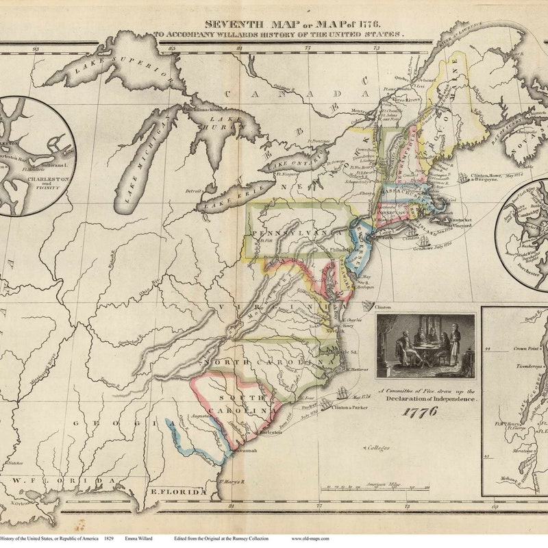 Map of America 1776 - Etsy