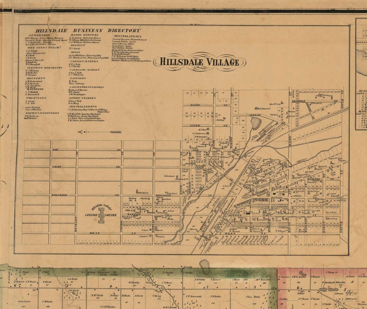 Hillsdale County Michigan 1857 - Old Wall Map Reprint With Homeowner ...