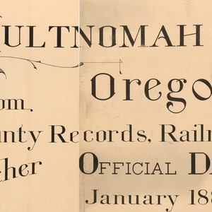 Multnomah County Oregon 1889 - Old Wall Map - Reprint - Etsy