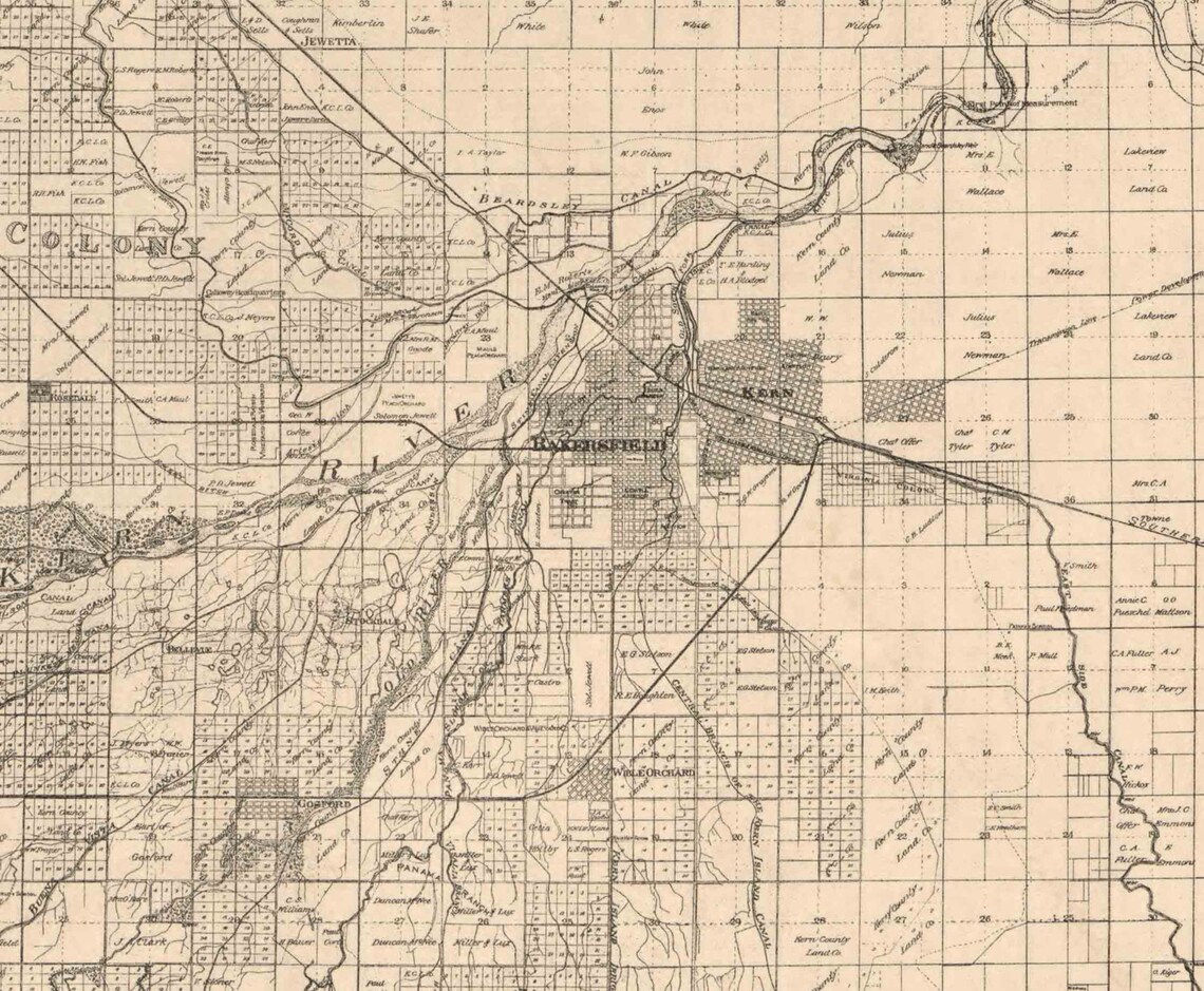 Kern County California 1896 Old Wall Map Reprint With - Etsy