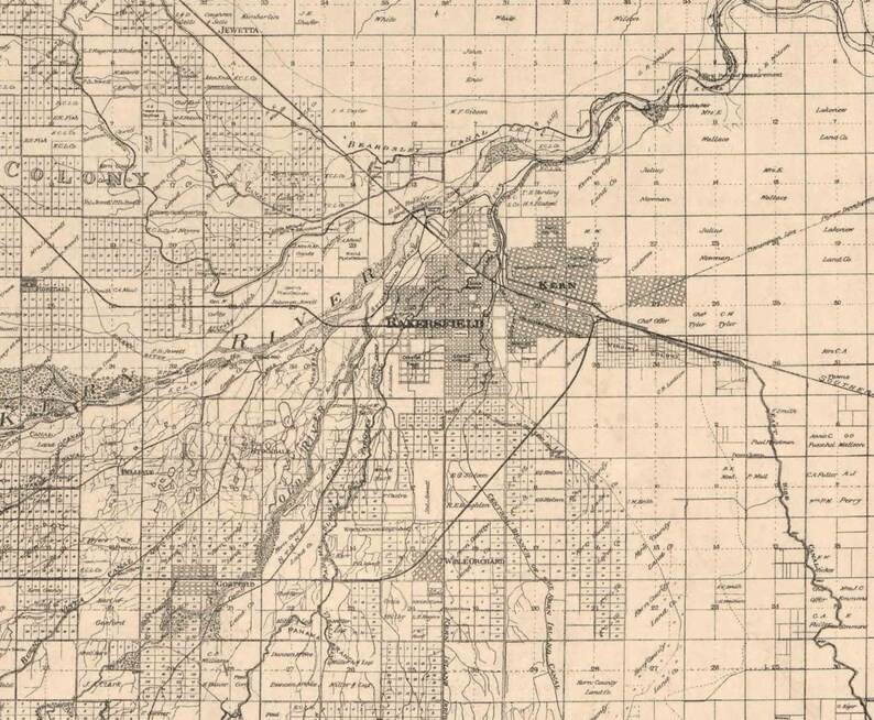 Kern County California 1896 Old Wall Map Reprint With - Etsy
