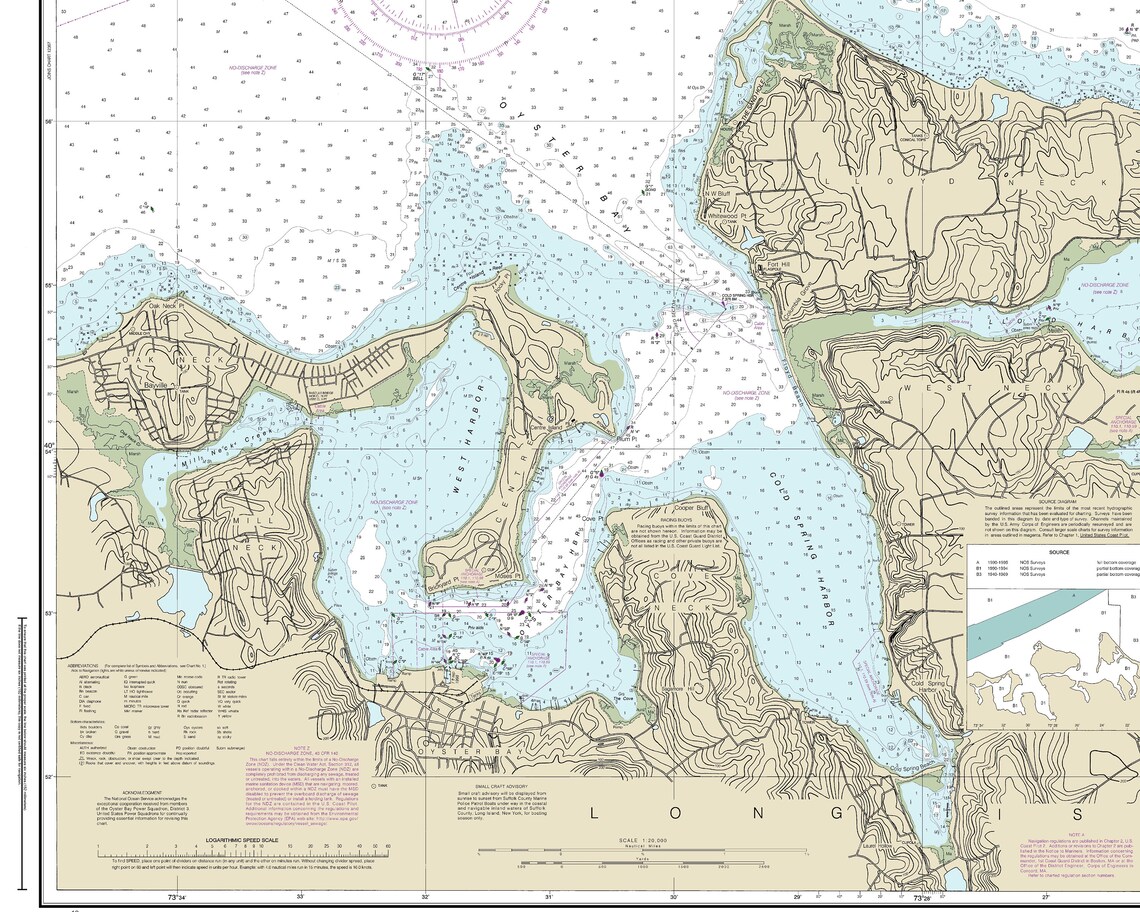 Oyster & Huntington Bays, NY 2014 Nautical Map - South Shore of Long ...