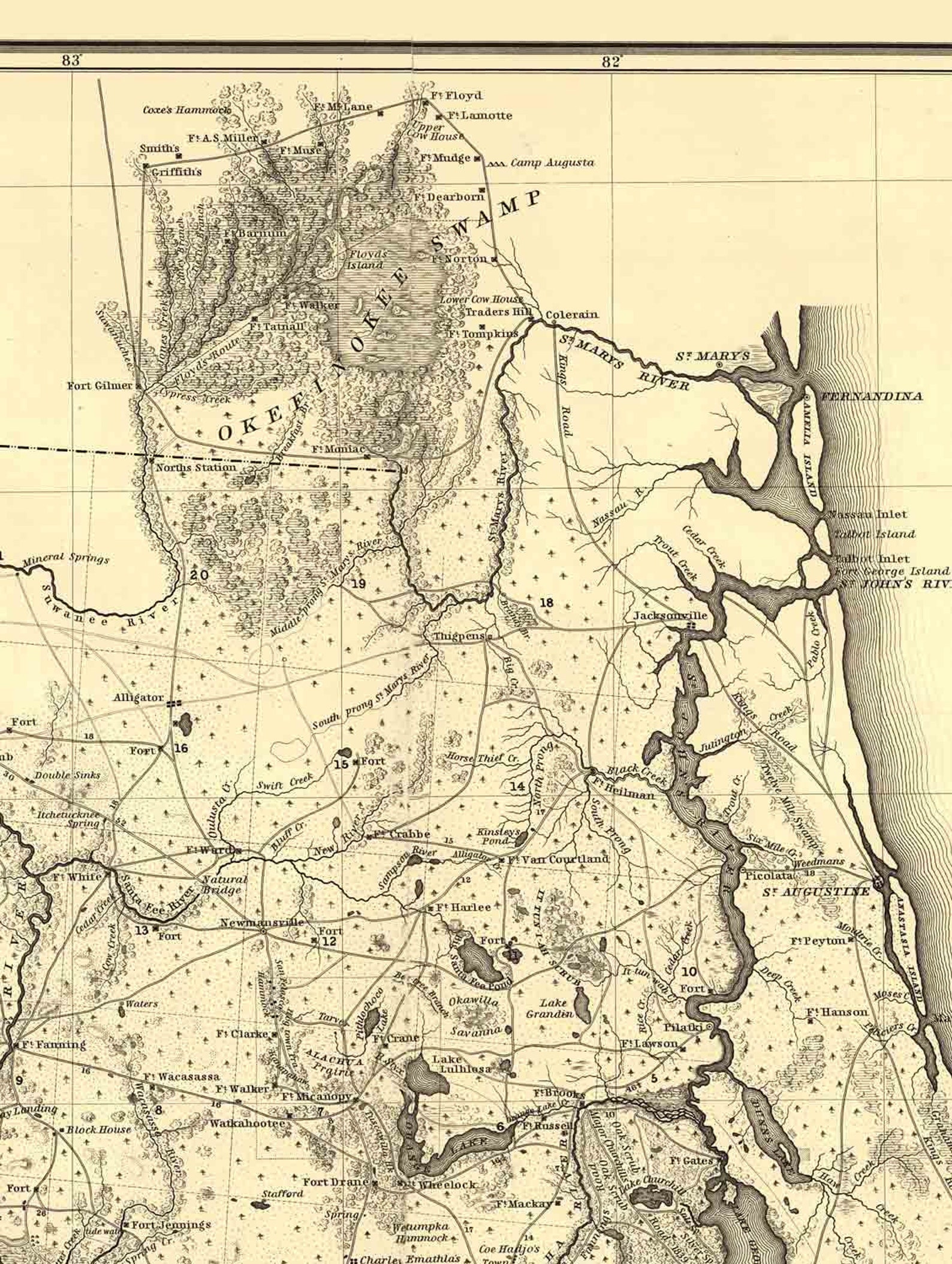 Florida 1839 State Map - by Zachary Taylor - Reprint - Etsy