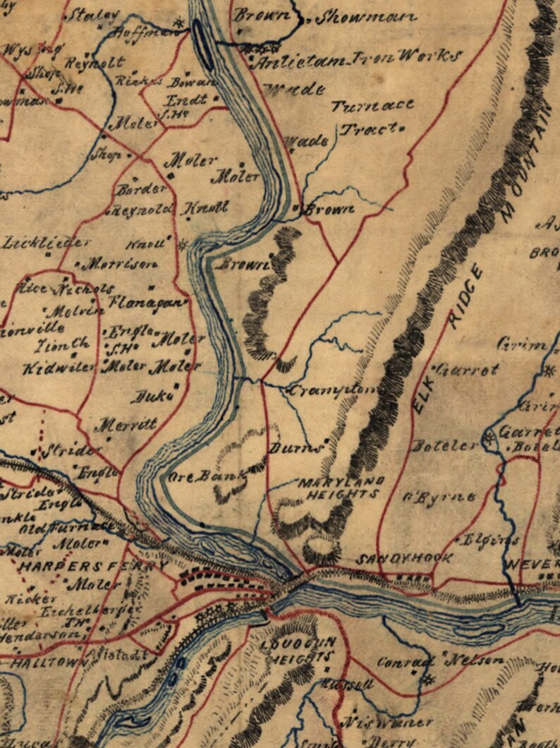 Berkeley County & Parts of Neighboring Counties Map 1864 West - Etsy