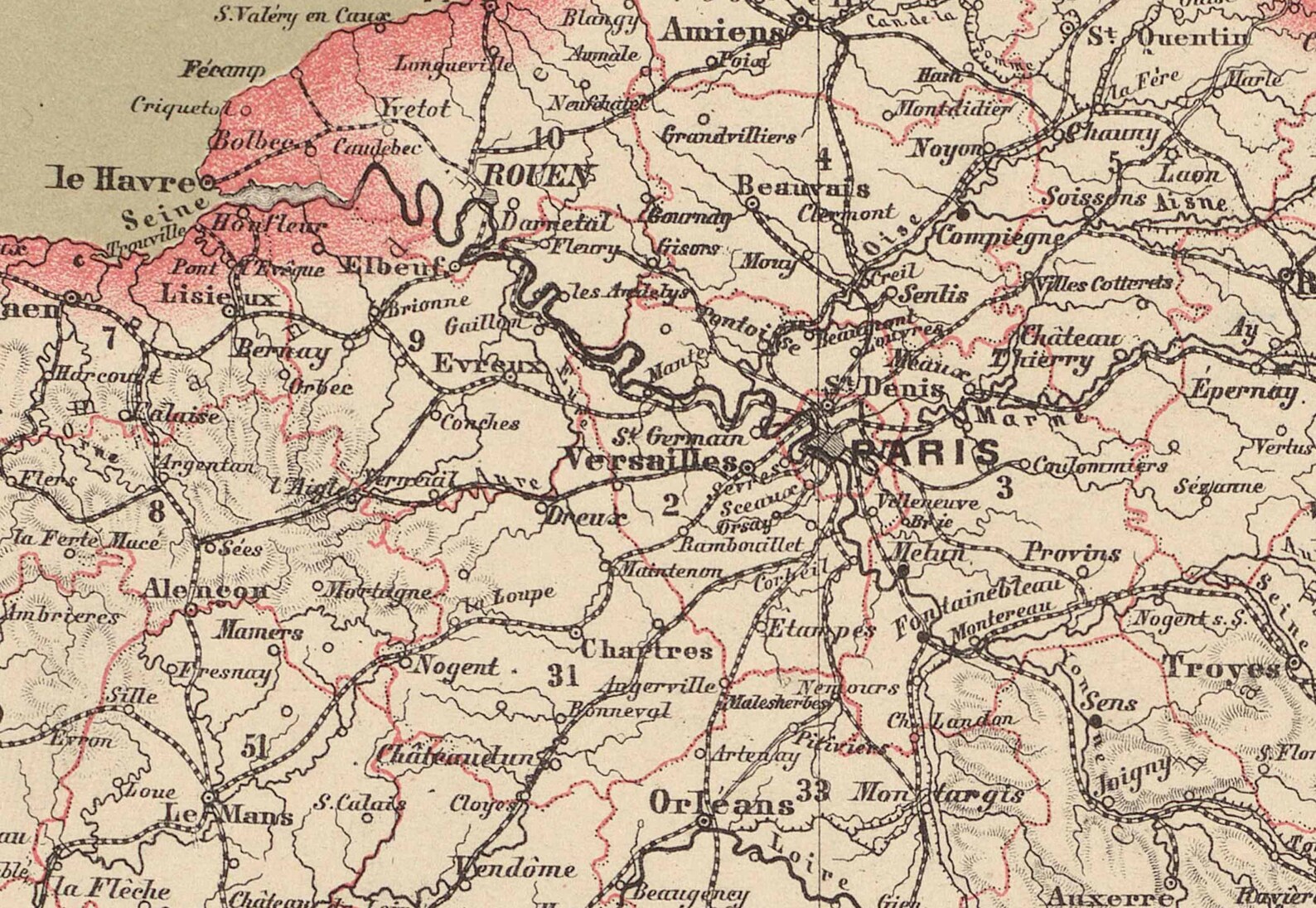 France 1871 German Map of France With Detailed Topography | Etsy