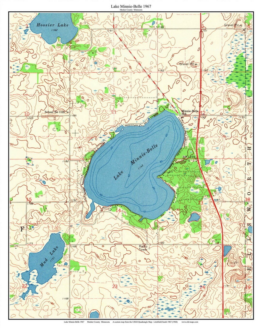 Lake Minnie-belle - 1967 Map Reprint Mud Lake - Old Topographic USGS ...