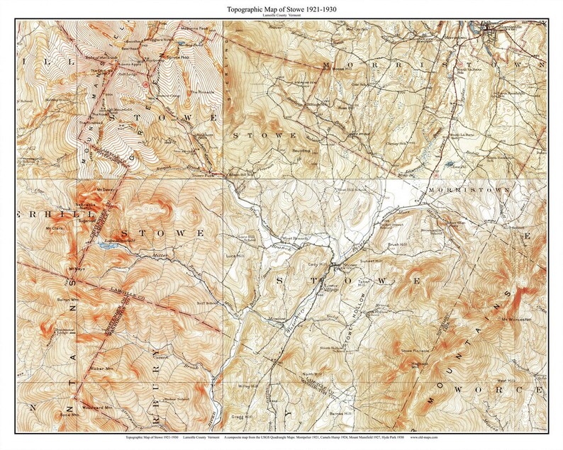 Stowe 1921-1930 Old USGS Town Map Custom Composite Reprint - Etsy