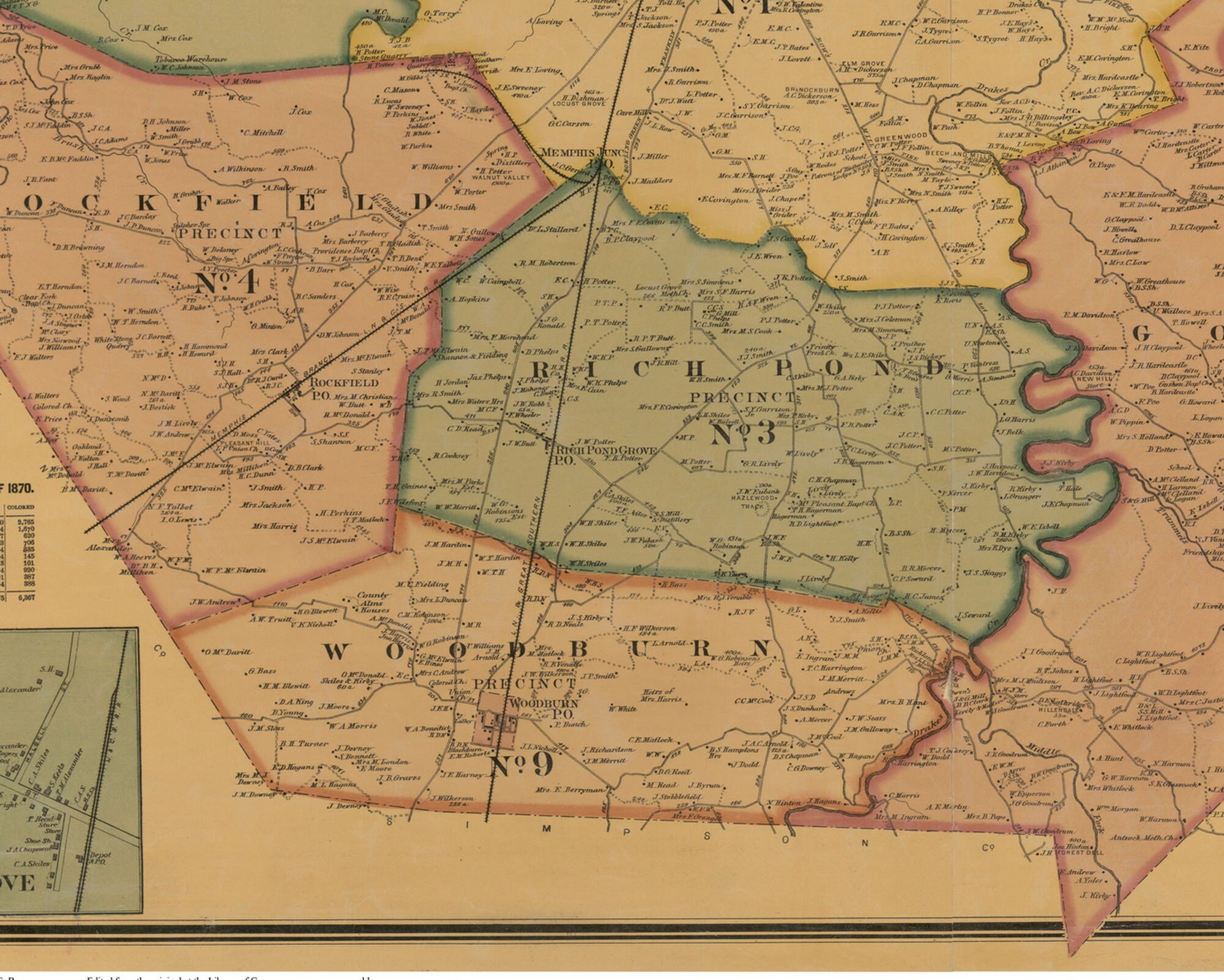 Woodburn 1877 Old Town Map With Homeowner Names Kentucky Warren County ...