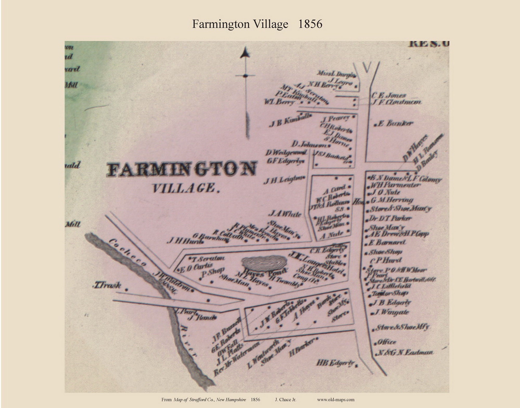 Farmington Village 1856 Old Town Map With Homeowner Names New - Etsy