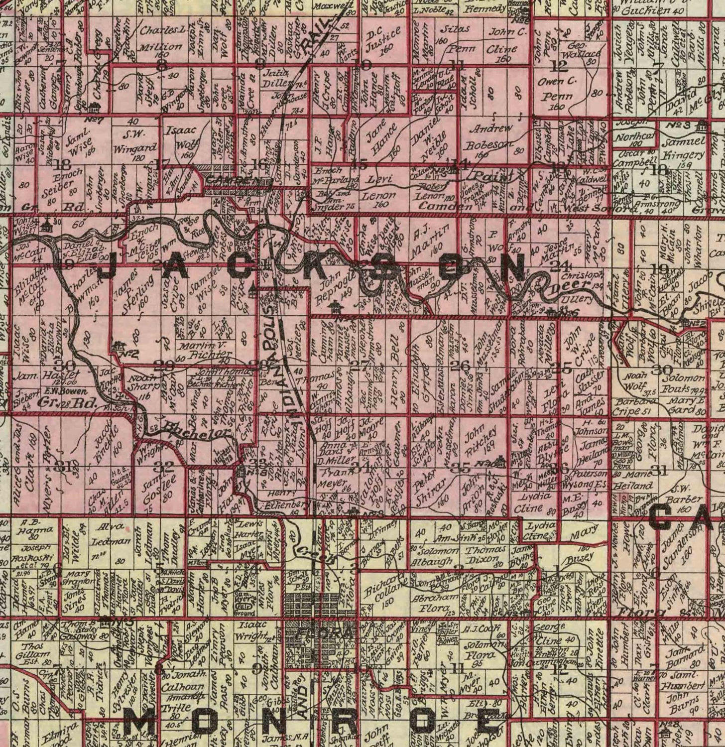 Carroll County Indiana 1898 Old Wall Map Reprint With - Etsy
