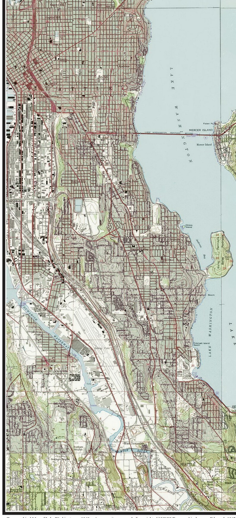Lake Washington Ca. 1949 USGS Old Topographic Map Custom - Etsy